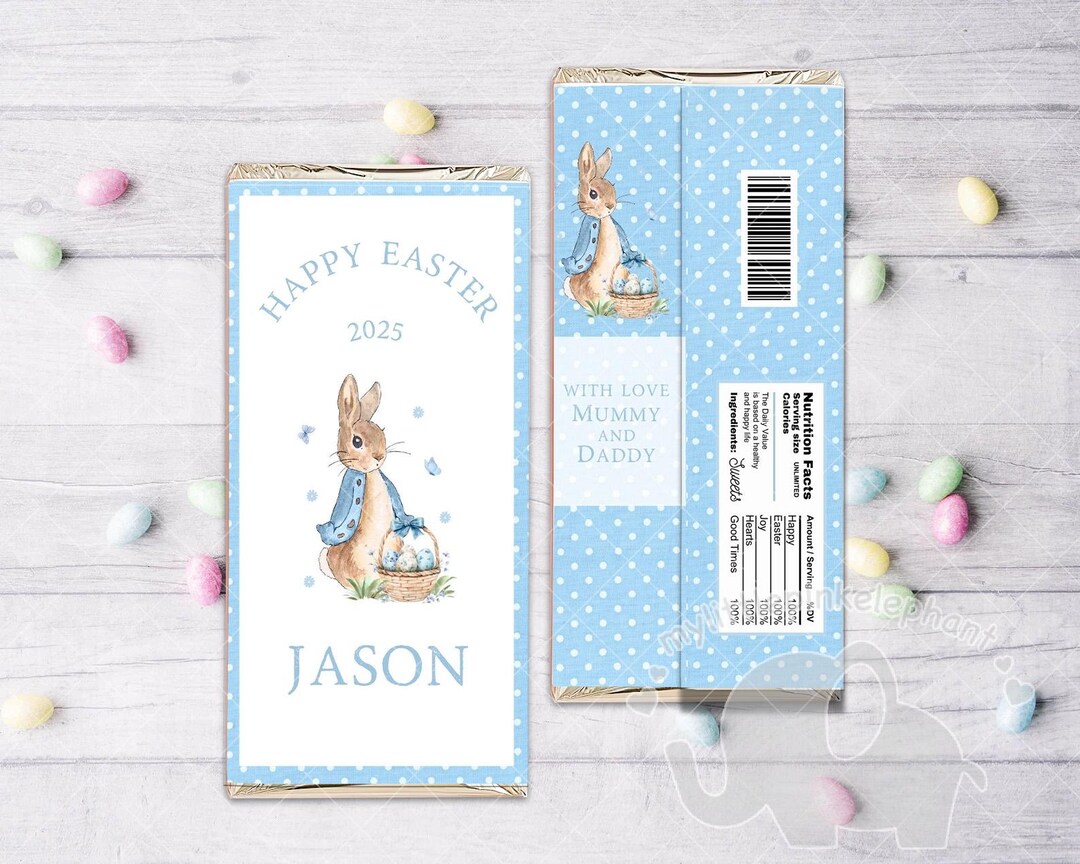 Printable Bunny Easter Chocolate Bar Wrapper, Flopsy Easter Design, 1 ...