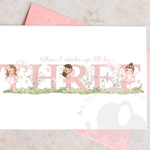 Pink Fairy Rainbow Number Three PNG, Fairies Sublimation Design, Fairy ...
