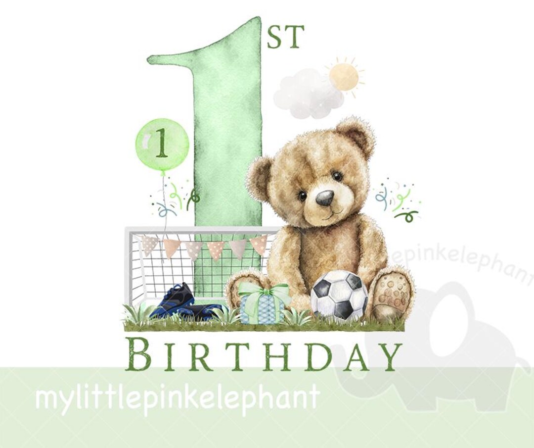 Football 1st Birthday Clipart Soccer Boy Tshirt Baby Vest Card Print ...