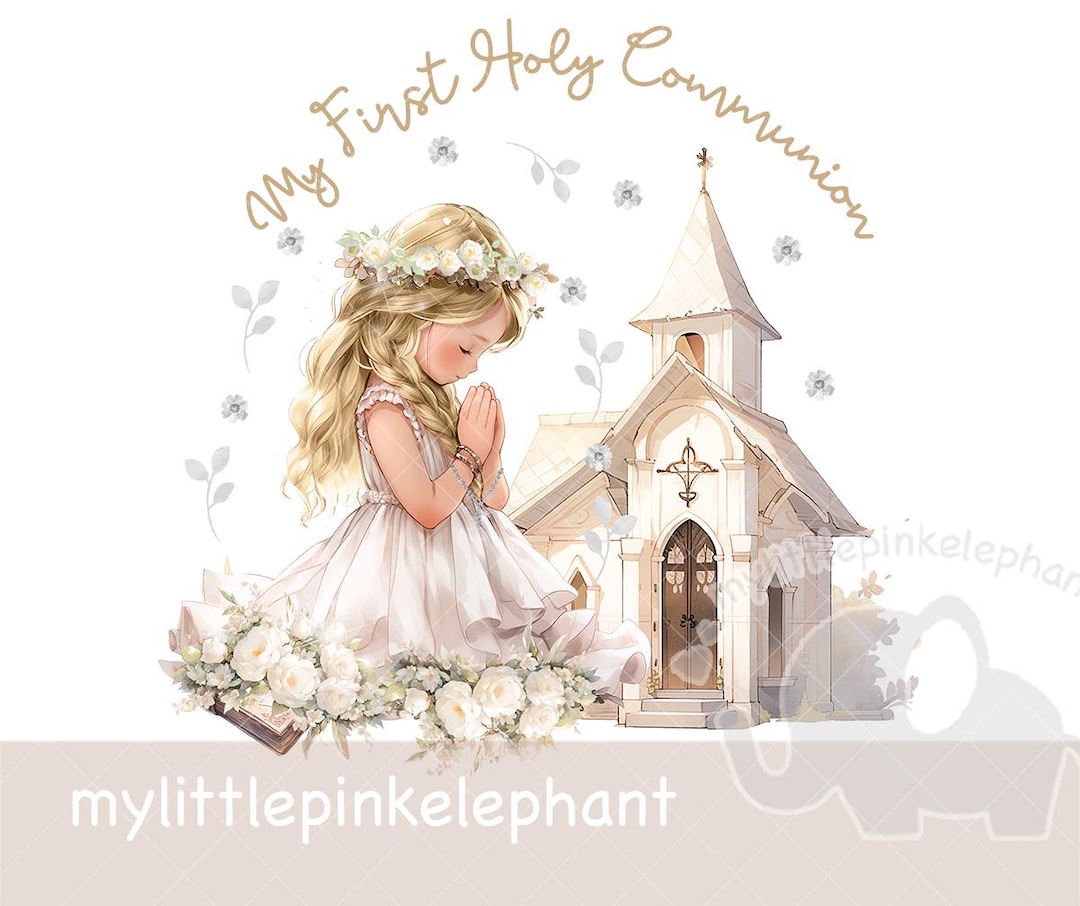 My First Holy Communion PNG, Praying Girl Blonde First Communion ...