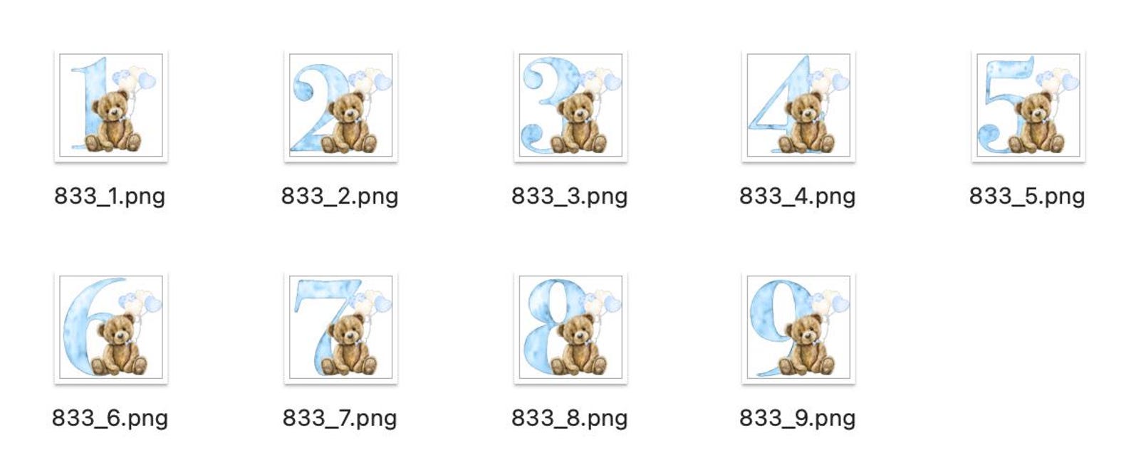 Teddy Bear Number Clipart Png, Blue Full Set, Birthday, Sublimation PNG ...