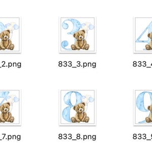 Teddy Bear Number Clipart Png, Blue Full Set, Birthday, Sublimation PNG ...