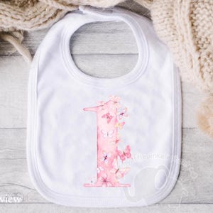 Watercolor Pink Butterfly Numbers 1-6 PNG, Two Butterfly Sublimation ...