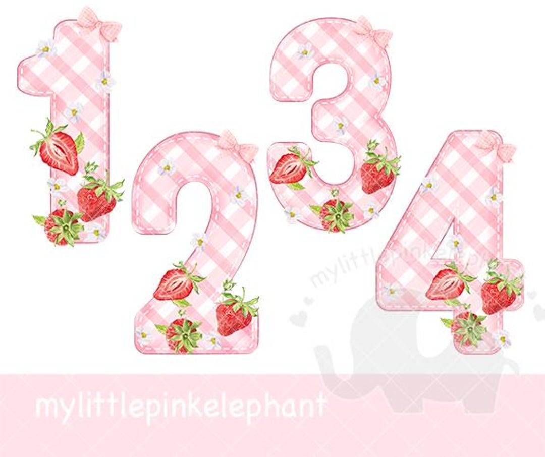 Strawberry Birthday Clipart PNG Berry Cute 1-0 Full Number Set Image ...