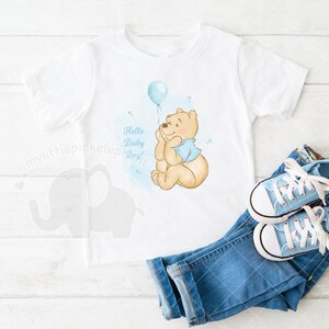 Hello Baby Boy Blue Winnie the Pooh PNG, New Baby Sublimation Design ...