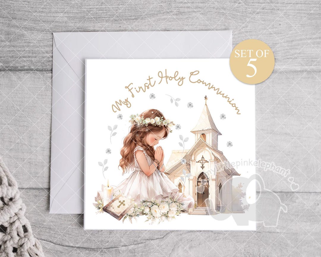 Set of 4 Hair Color My First Holy Communion PNG, Praying Girl First ...