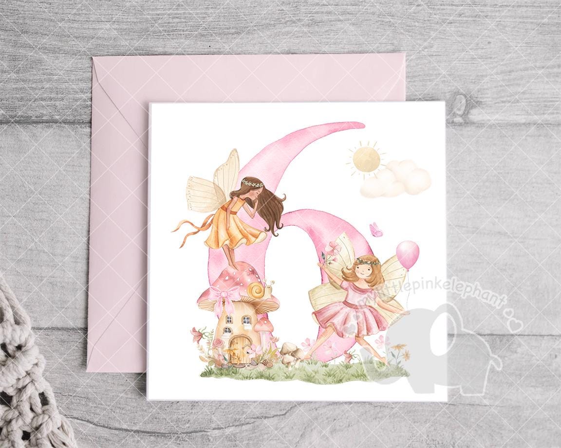 Watercolor Pink Fairy Toadstool Numbers 1-6 PNG, One Fairies ...