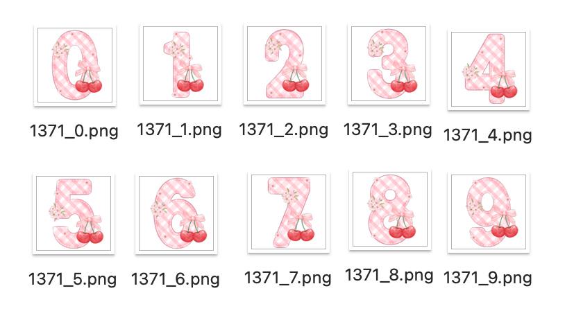 Cherry Birthday Clipart PNG Berry Cute 1-0 Full Number Set Image Iron ...