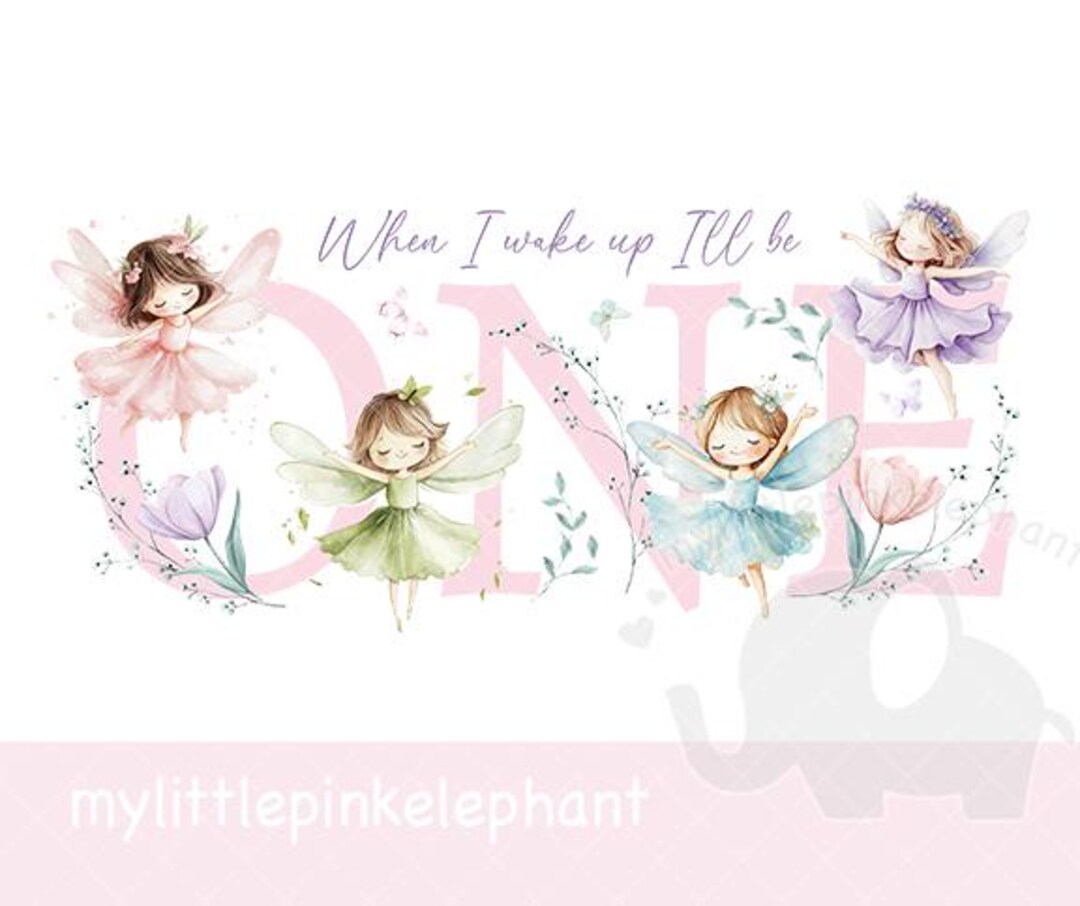 Pink Fairy First Birthday, PNG, Wildflower Fairies Sublimation Design ...