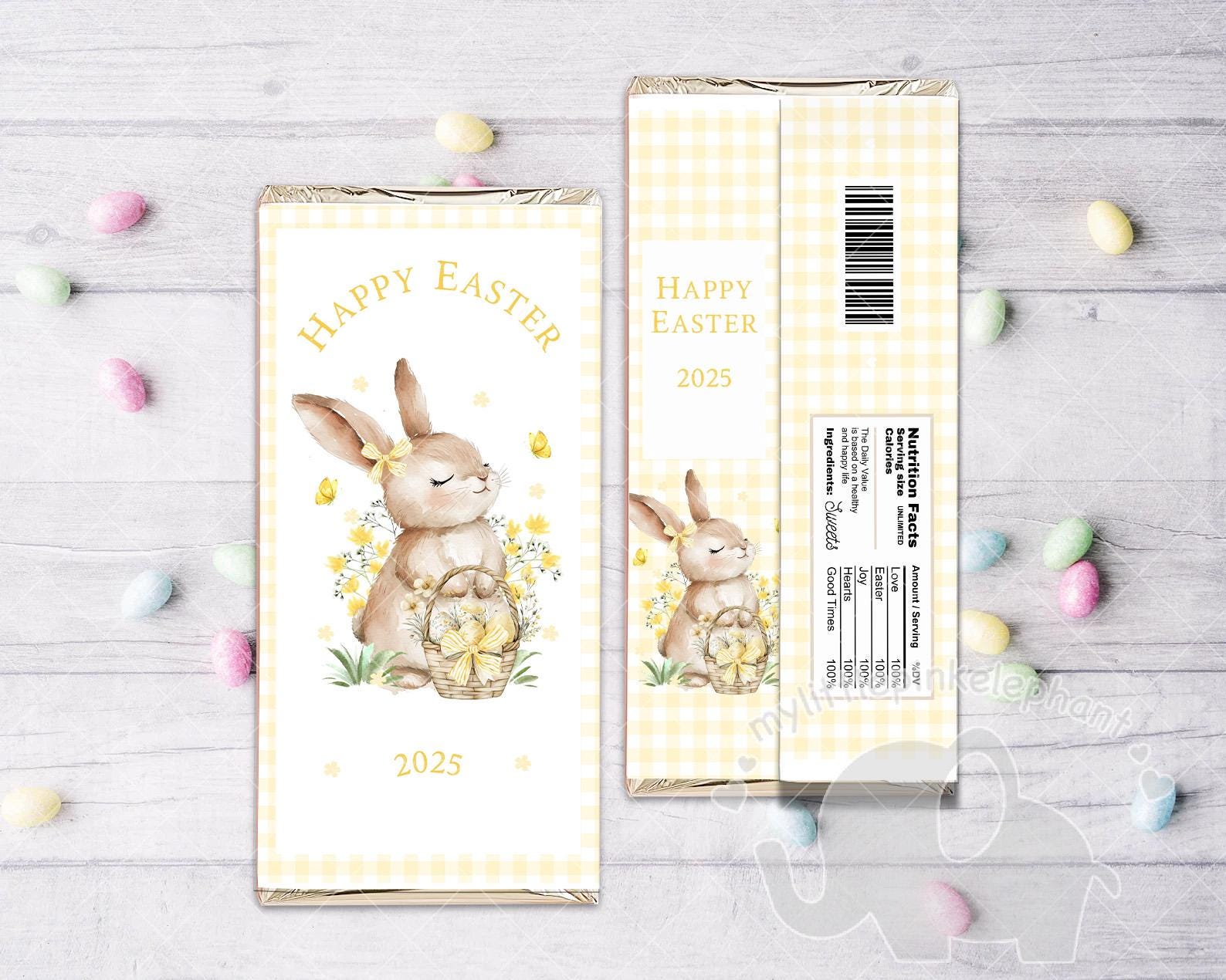 Editable, Printable Pink Bunny Easter Chocolate Bar Wrapper, Flopsy ...