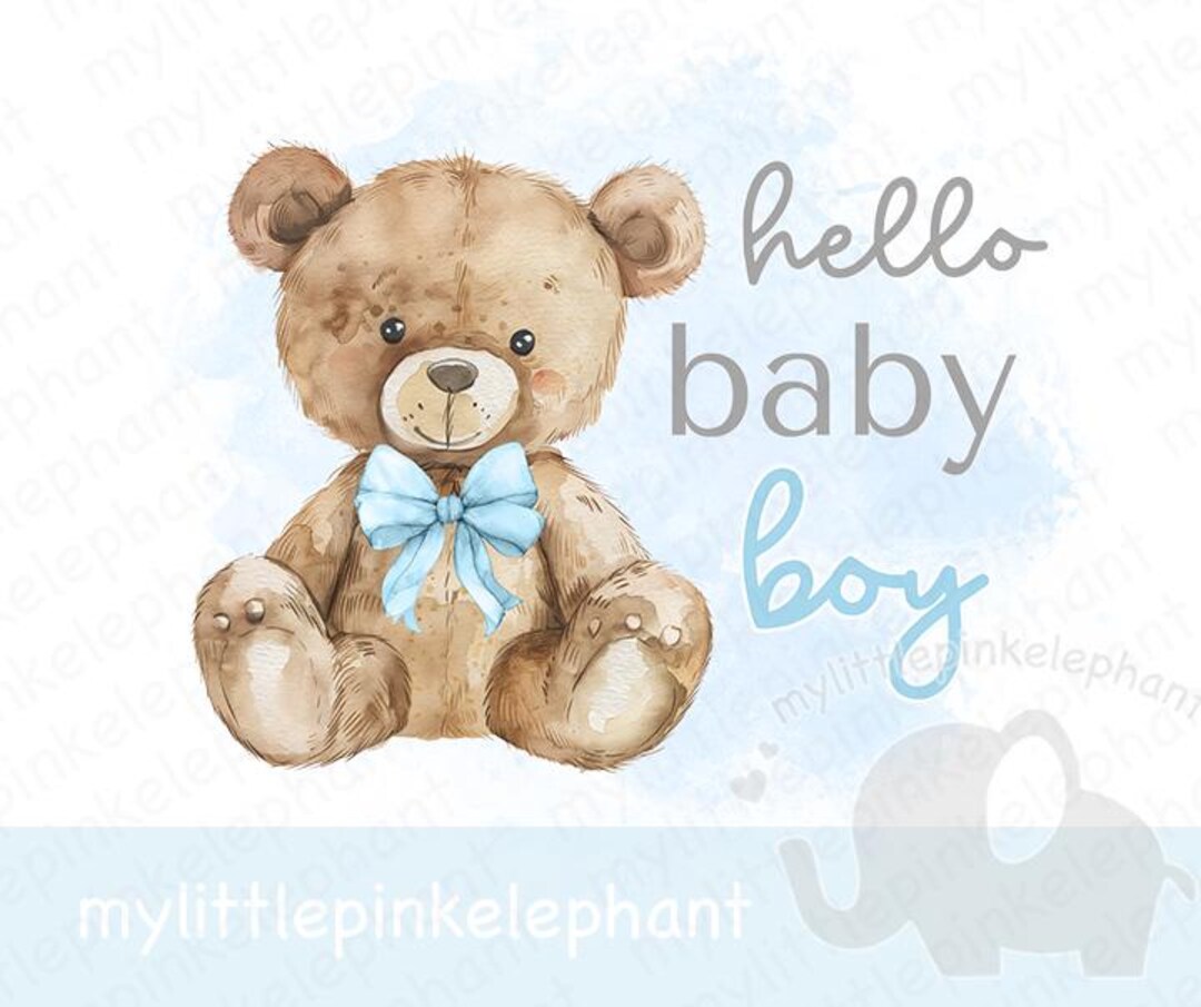 Hello Baby Boy Blue Bear PNG, New Baby Sublimation Design, Baby Girl ...
