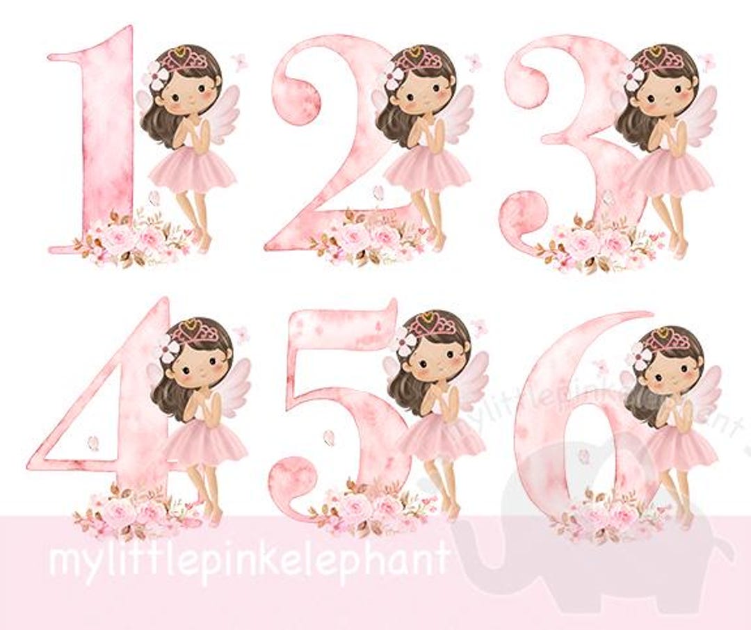 Pink Fairy Rainbow Numbers 1-6 PNG, Fairies Sublimation Design, Fairy ...