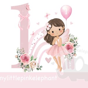 Pink Fairy Rainbow Number One PNG, Fairies Sublimation Design, Fairy ...