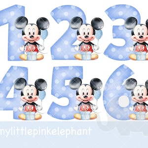 Classic Mickey Mouse Numbers 1-9 Birthday PNG, Baby's Birthday T Shirt ...
