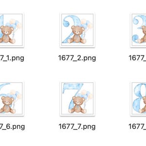 Teddy Bear Blue Balloon Birthday Clipart PNG Bear Cute 0-9 Full Number ...