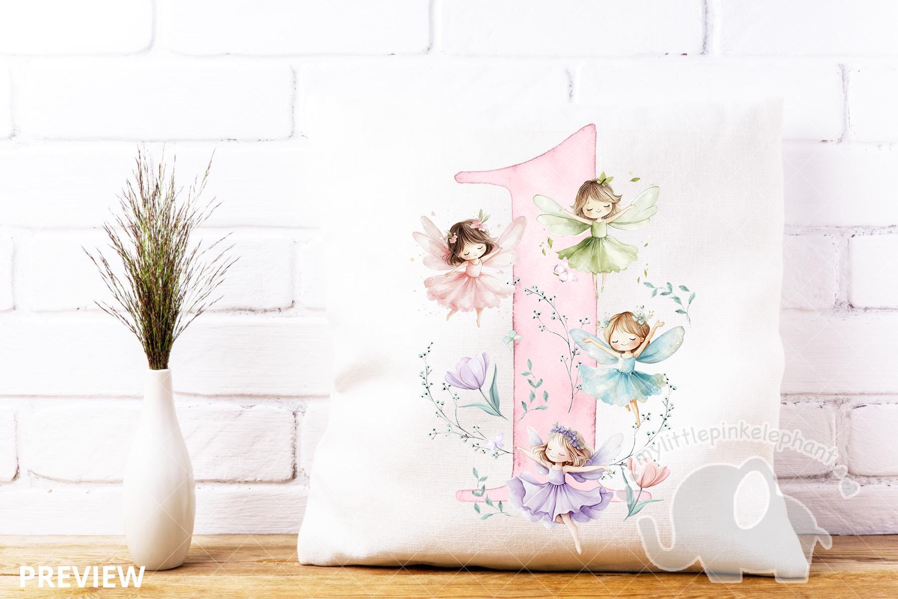 Pink Fairy First Birthday, PNG, Wildflower Fairies Sublimation Design ...