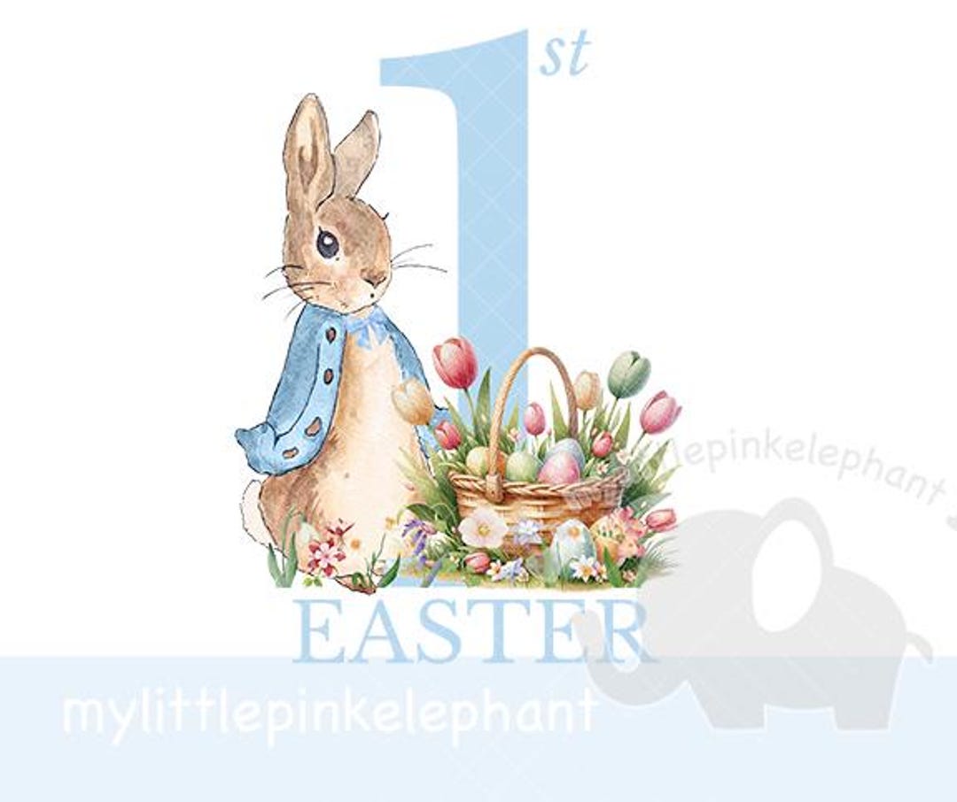 My First Easter Bunny Sublimation Design, Blue My 1st Easter, PNG ...