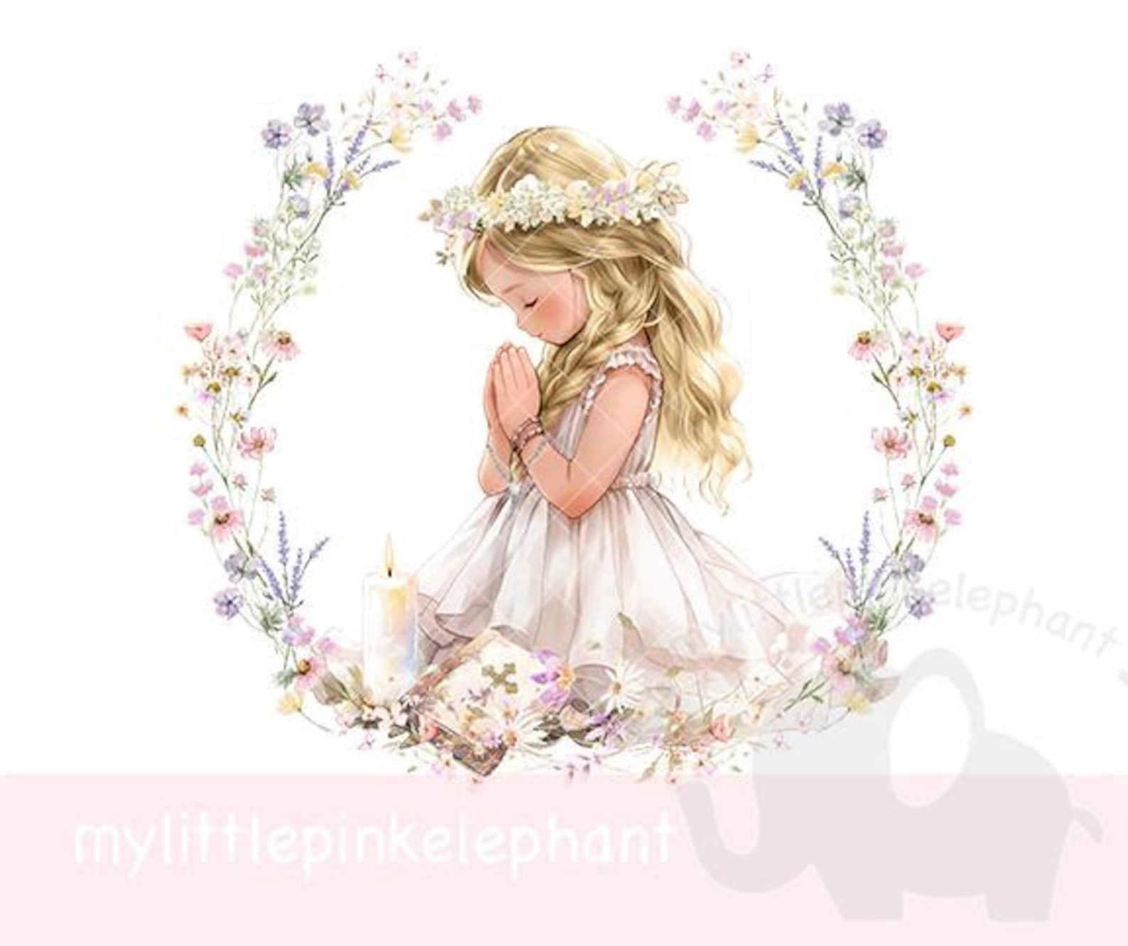 My First Holy Communion PNG, Praying Girl Blonde First Communion ...