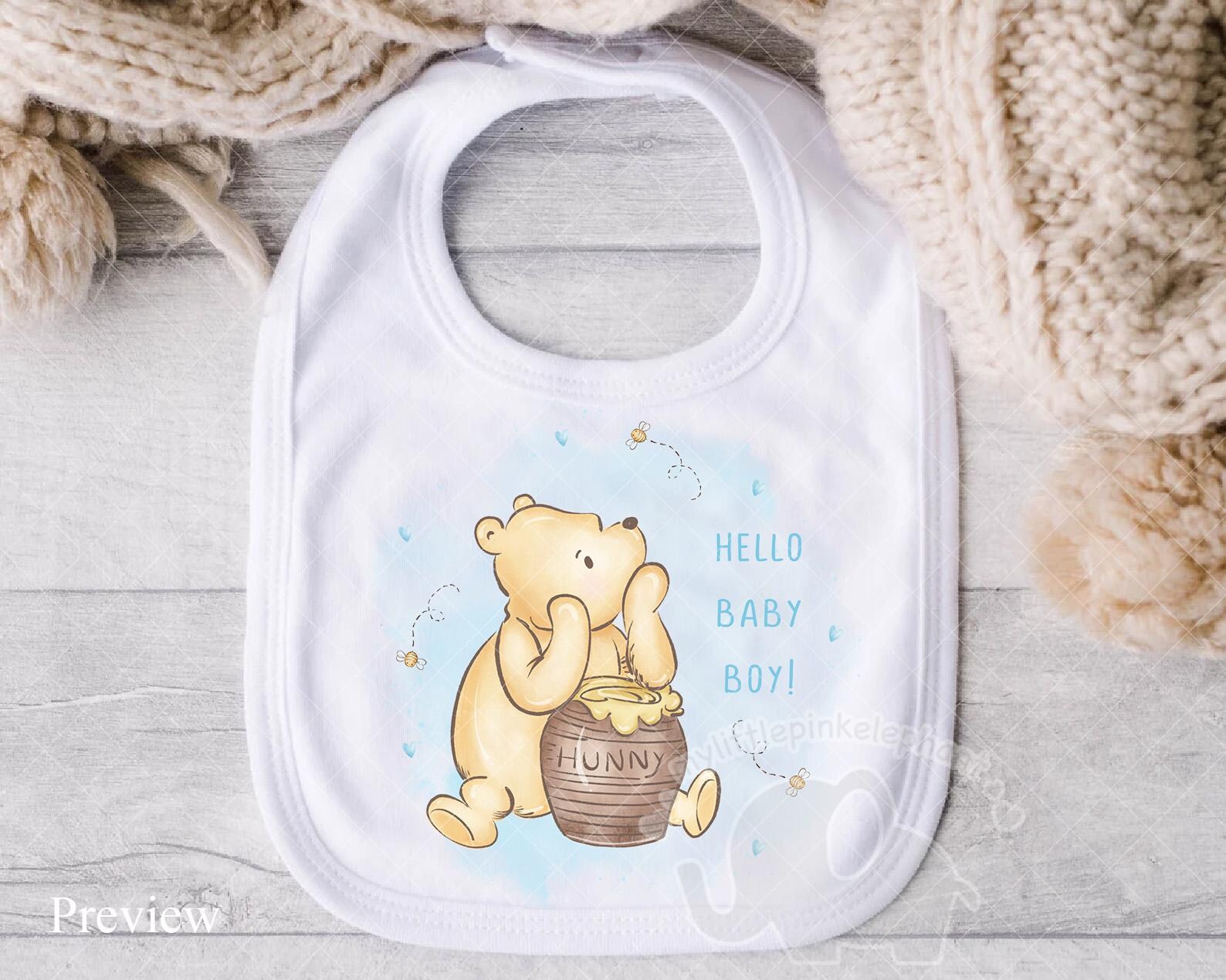Hello Baby Boy Blue Winnie the Pooh PNG, New Baby Sublimation Design ...