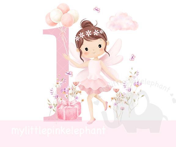 Pink Fairy Floral Number One PNG, Fairies Sublimation Design, Fairy ...