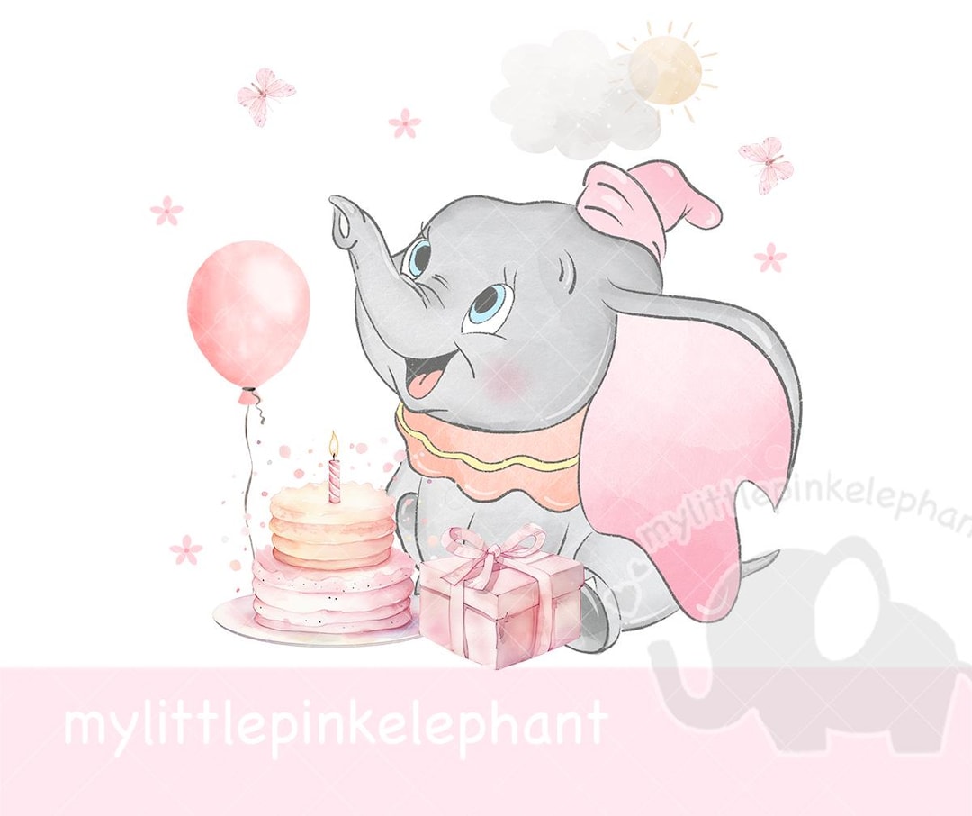 Dumbo Baby Girl Birthday PNG, Happy Birthday Sublimation Design ...