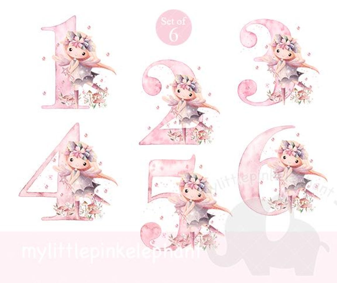Pink Fairy Rainbow Numbers 1-6 PNG, Fairies Sublimation Design, Fairy ...