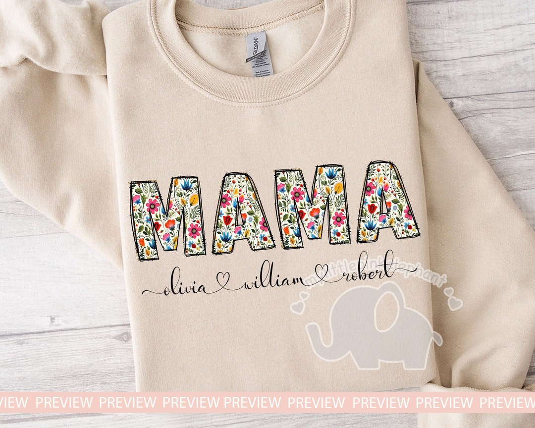 Floral Mama Png, Mama Flower Glitter Png, Mama Flower With Kids Names ...
