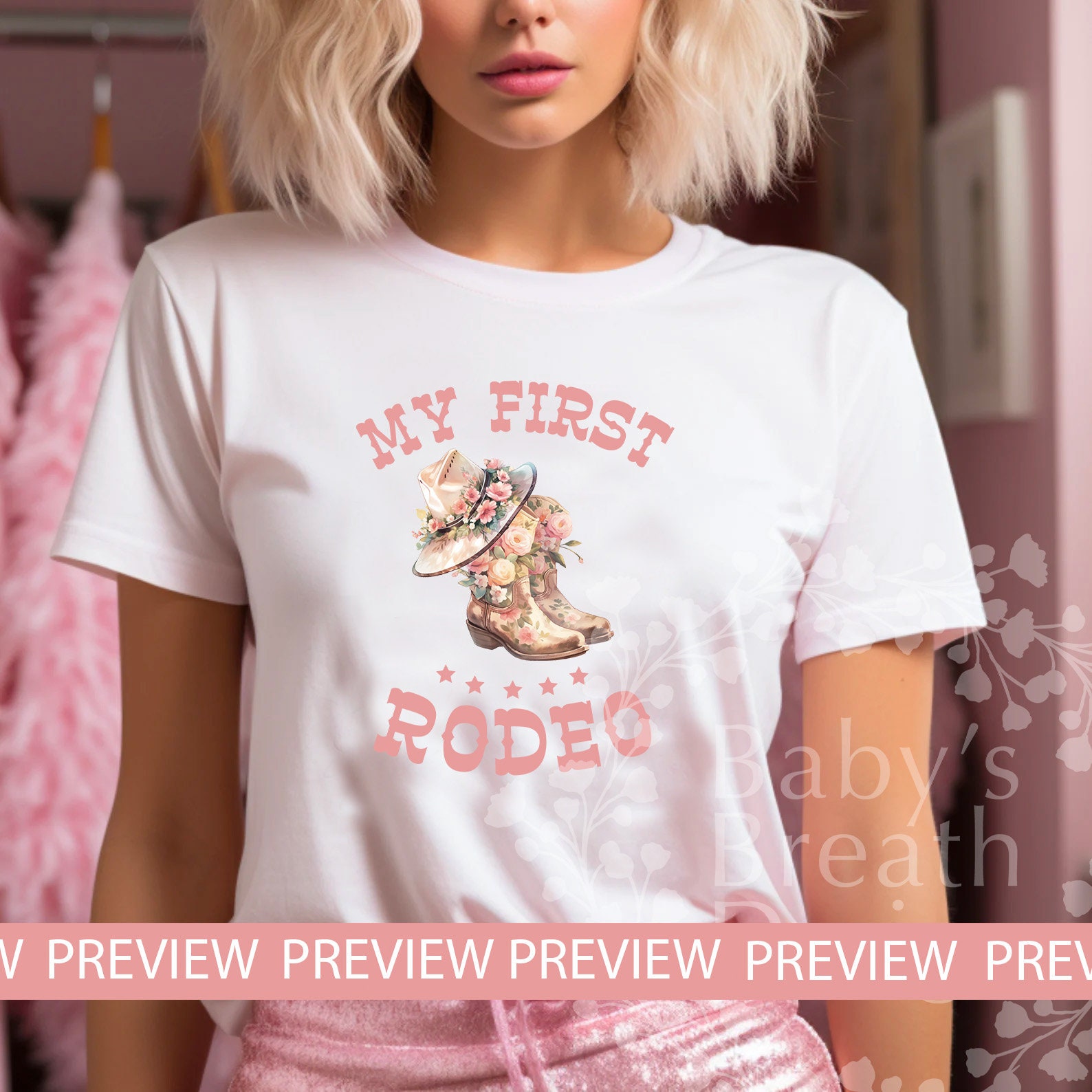 My First Rodeo PNG , Baby Rodeo, Pink Cowgirl Boots & Hat, PNG, 1st ...