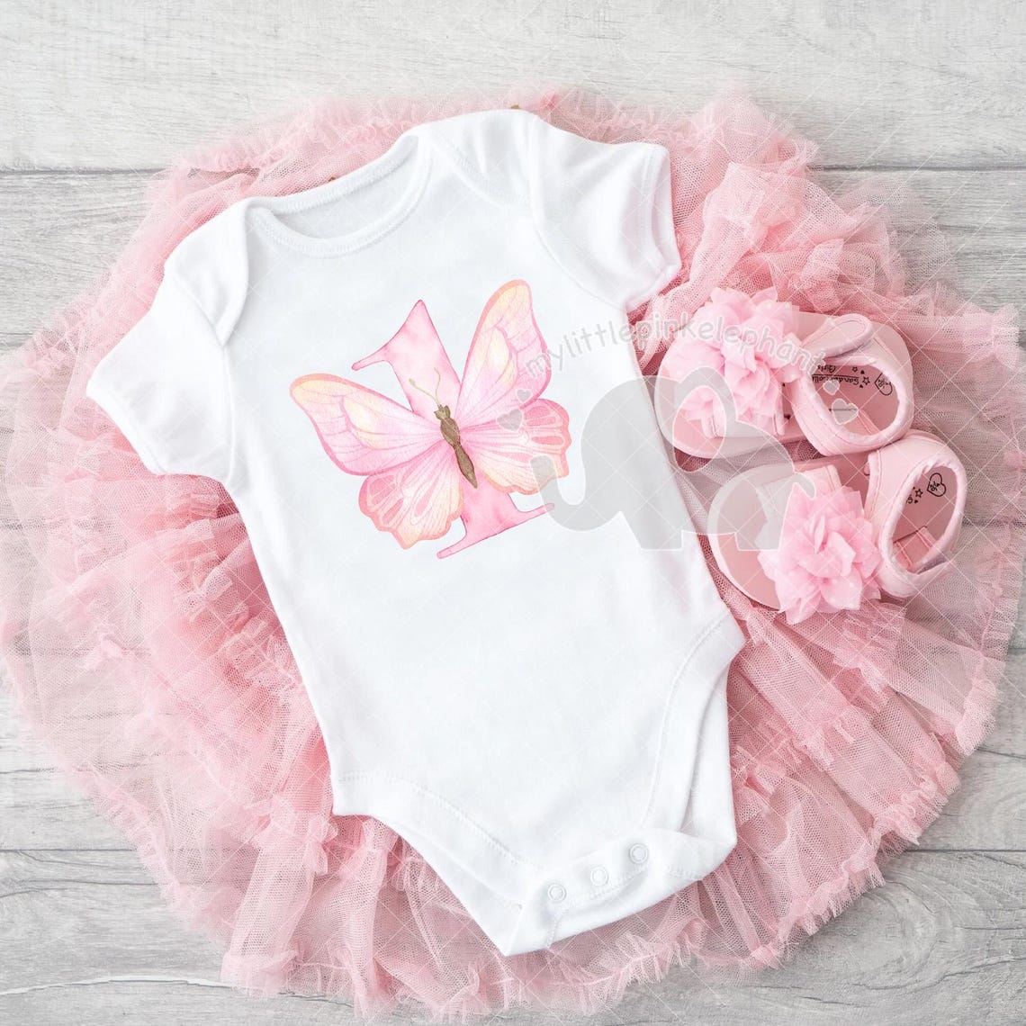 Watercolor Pink Butterfly Number 1 PNG, One Butterfly Sublimation ...