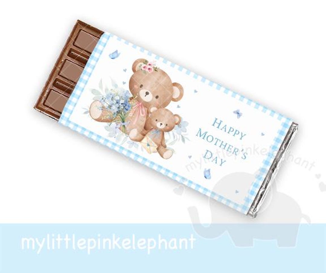 Printable Teddy Bear Mother's Day Chocolate Bar Wrapper, Teddy Bear ...