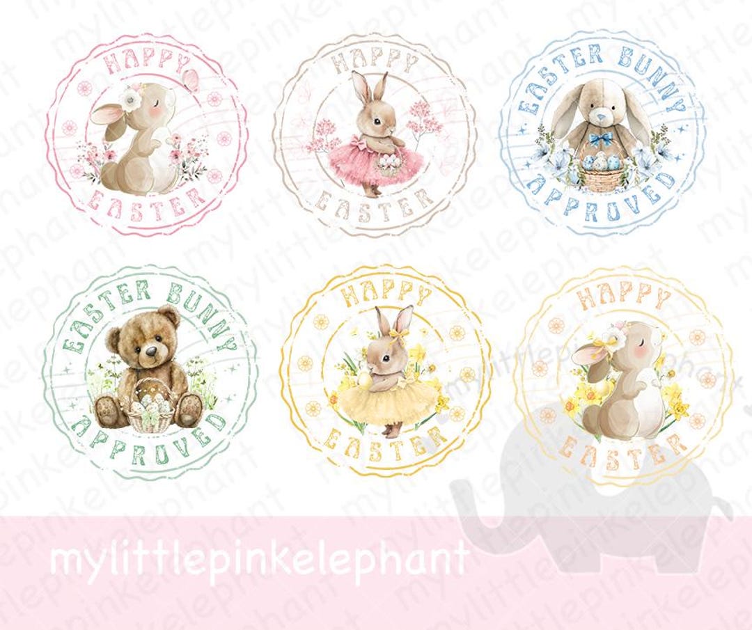 Easter Bunny Mail Postmark Stamp Set PNG, Bunny Rabbit Stamps, Stickers ...