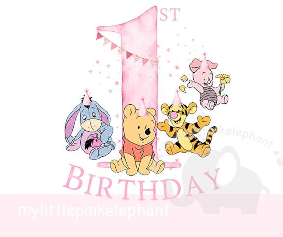 Winnie the Pooh 1st Birthday PNG, Happy Birthday Sublimation Design ...