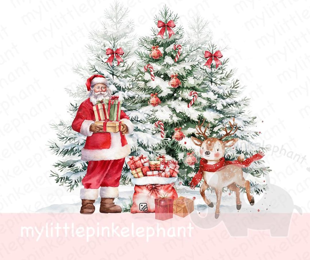 Reindeer Santa Tree & Gifts PNG, Christmas Clip Art, Christmas Eve ...