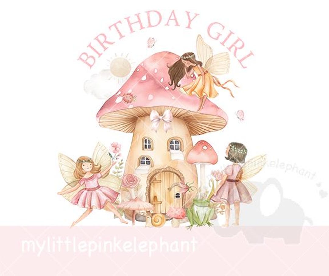 Watercolor Pink Fairy Toadstool Number 1 PNG, One Fairies Sublimation ...
