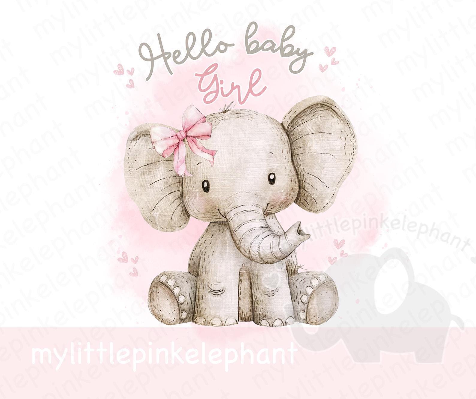 Hello Baby Girl Pink Elephant PNG, New Baby Sublimation Design, Baby ...