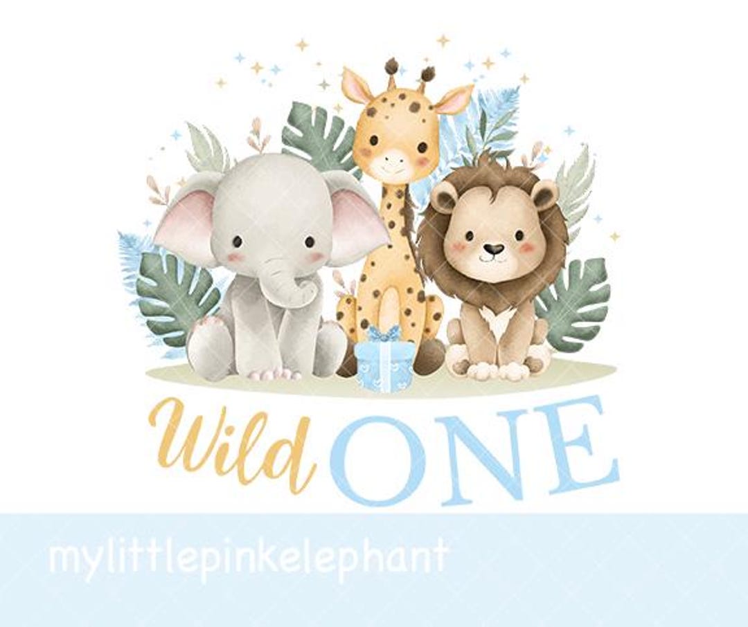 Blue Baby Safari Animals Kids PNG, Watercolor Baby Animals, Blue Baby ...