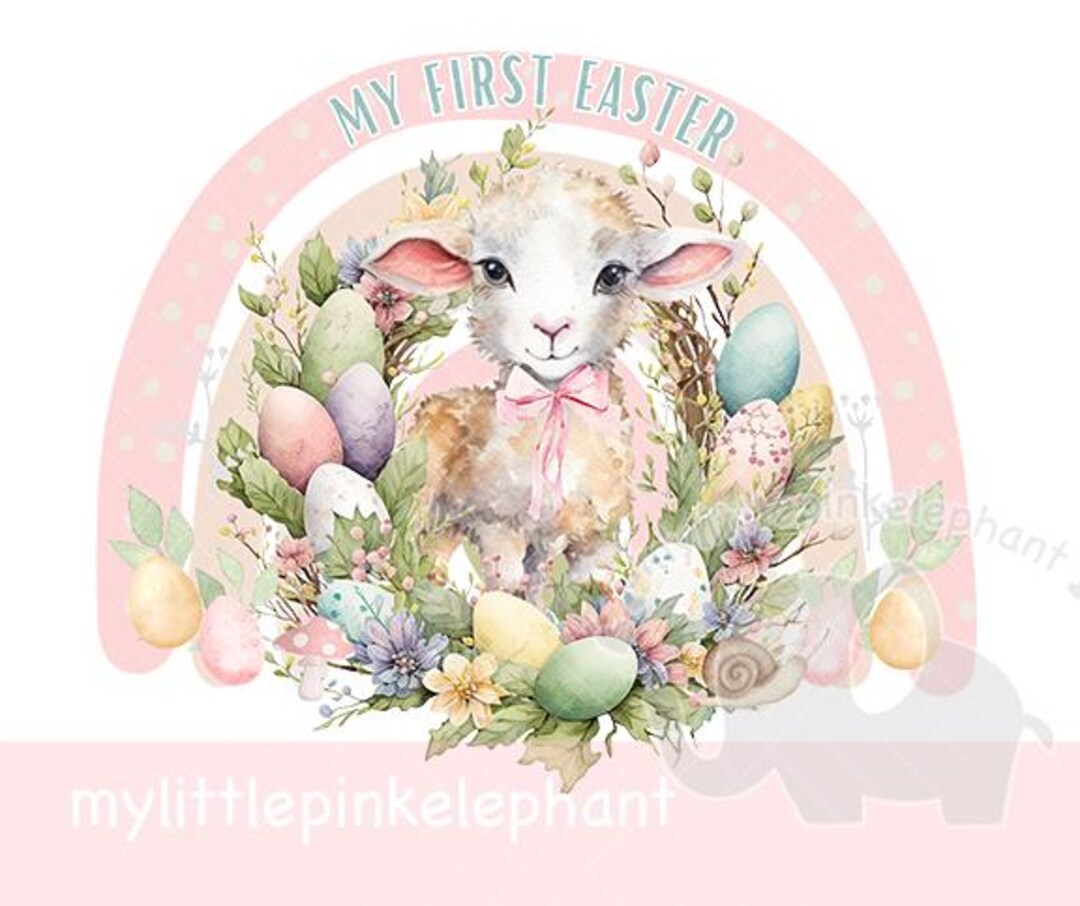 Set of 3, Spring Lamb Floral Easter Egg Wreath PNG, Easter Lamb ...