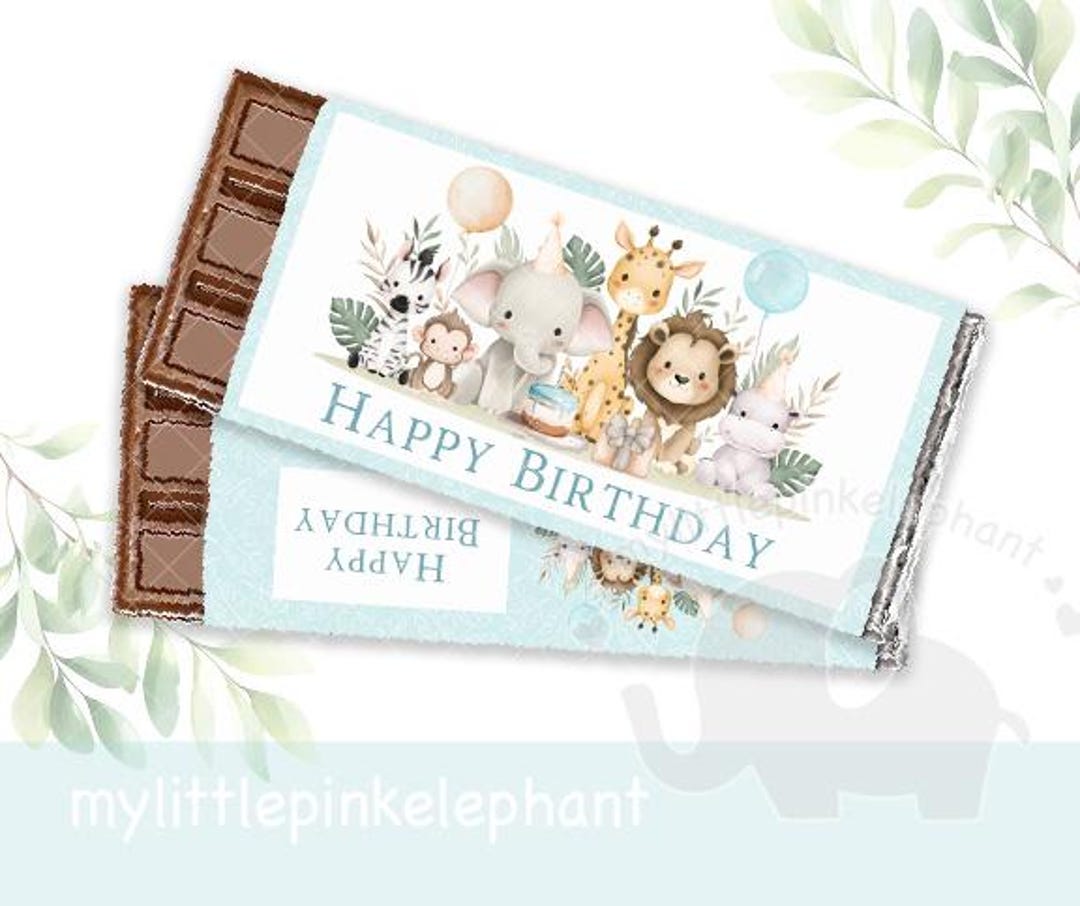Baby Safari Animals Birthday Chocolate Bar Wrapper, Baby Safari ...