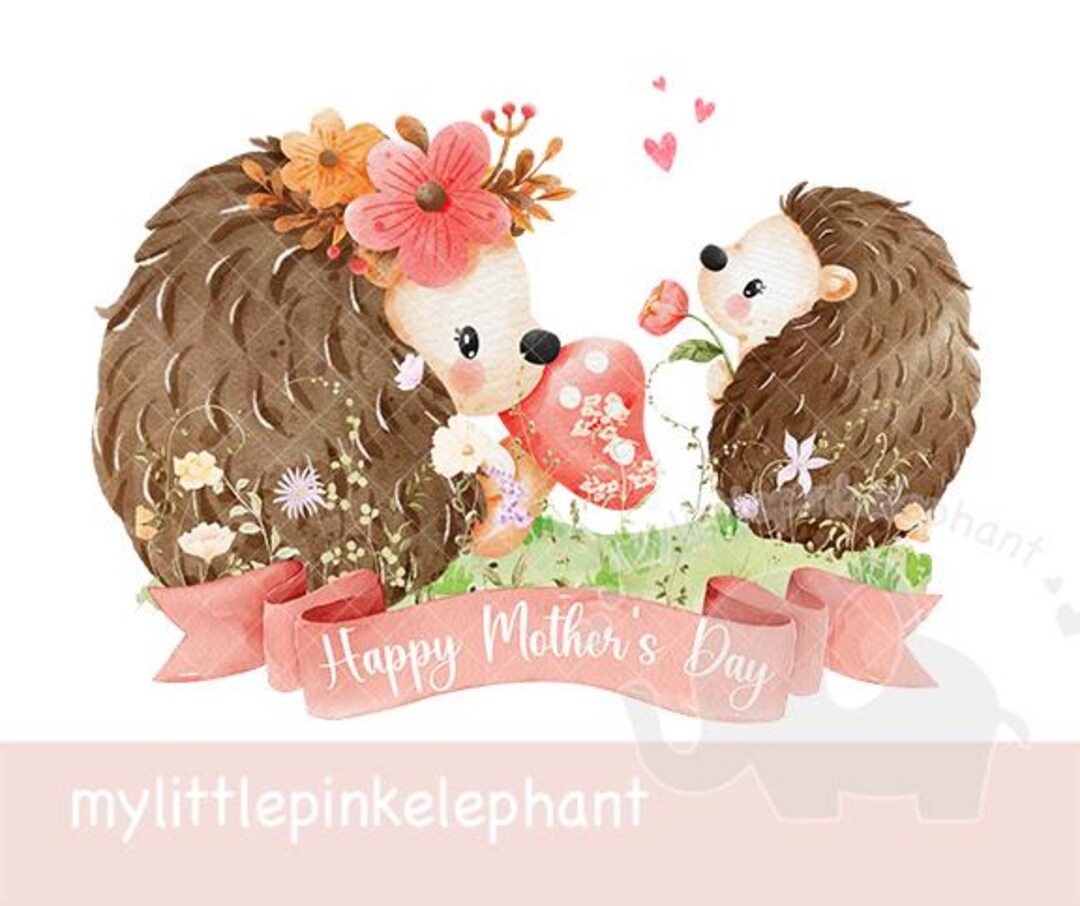 Hedgehogs Mother's Day PNG, Mummy, Mom, Mothers Day Card Design, Mummy ...