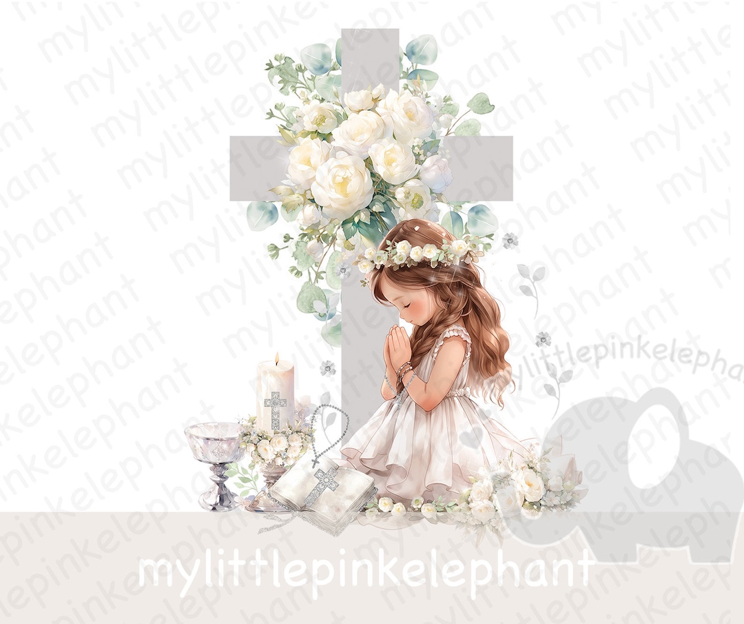 First Holy Communion Cross Chalice PNG, Girl 1st Communion Sublimation ...