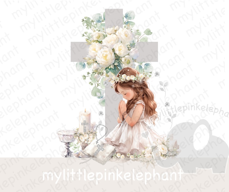 First Holy Communion Cross Chalice PNG, Girl 1st Communion Sublimation ...