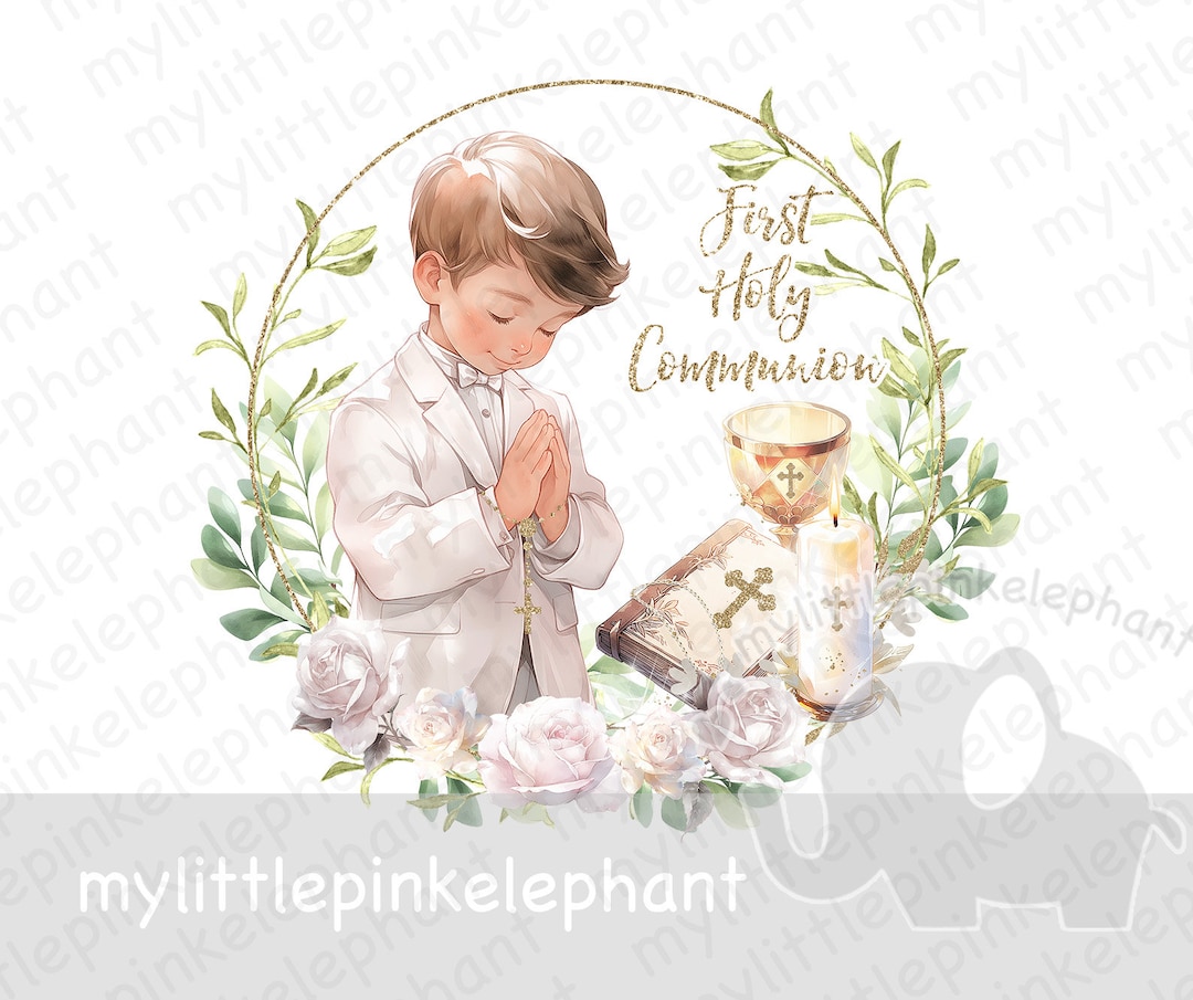 First Holy Communion Cross Chalice PNG, Boy 1st Communion Sublimation ...
