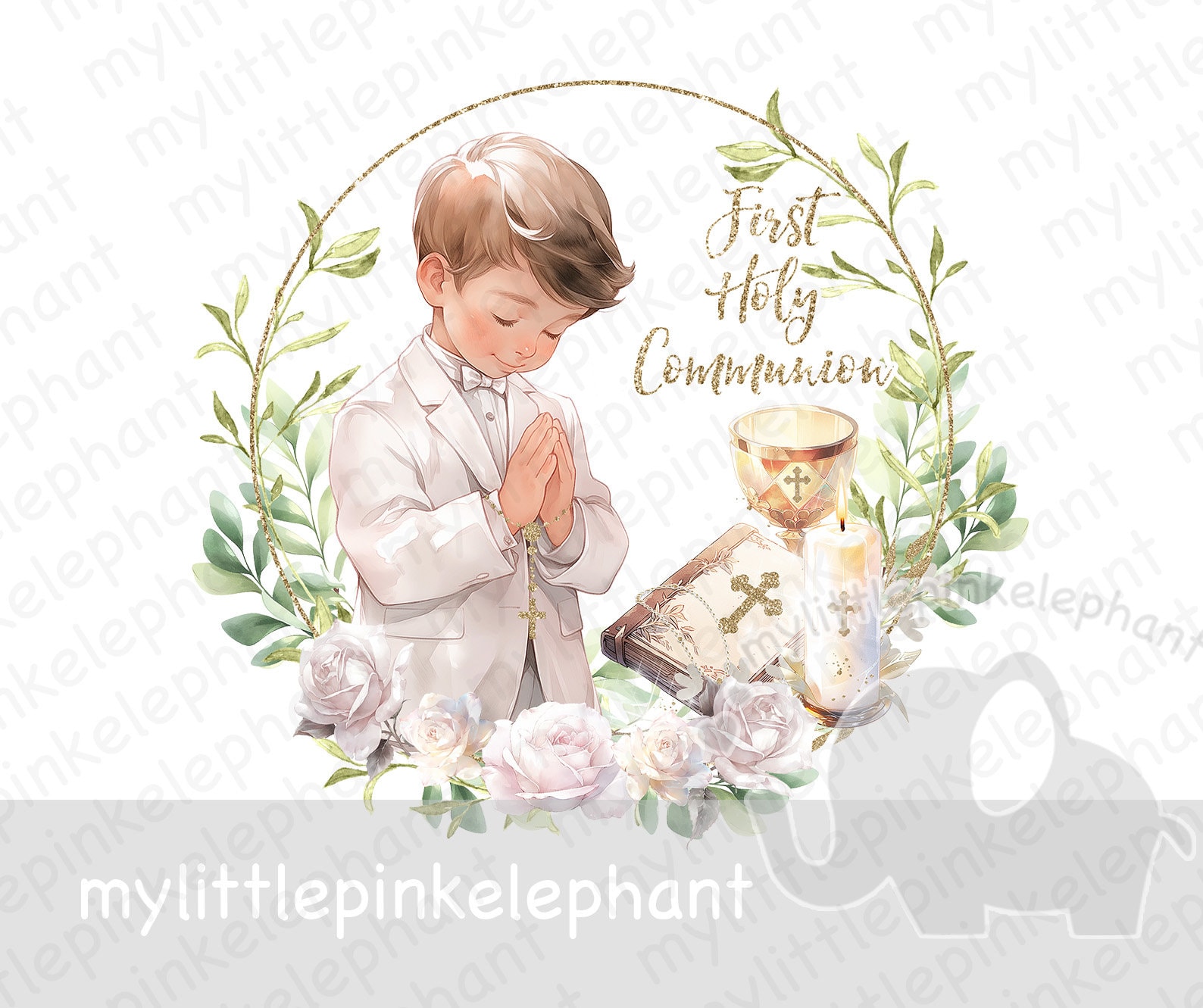 First Holy Communion Cross Chalice PNG, Boy 1st Communion Sublimation ...