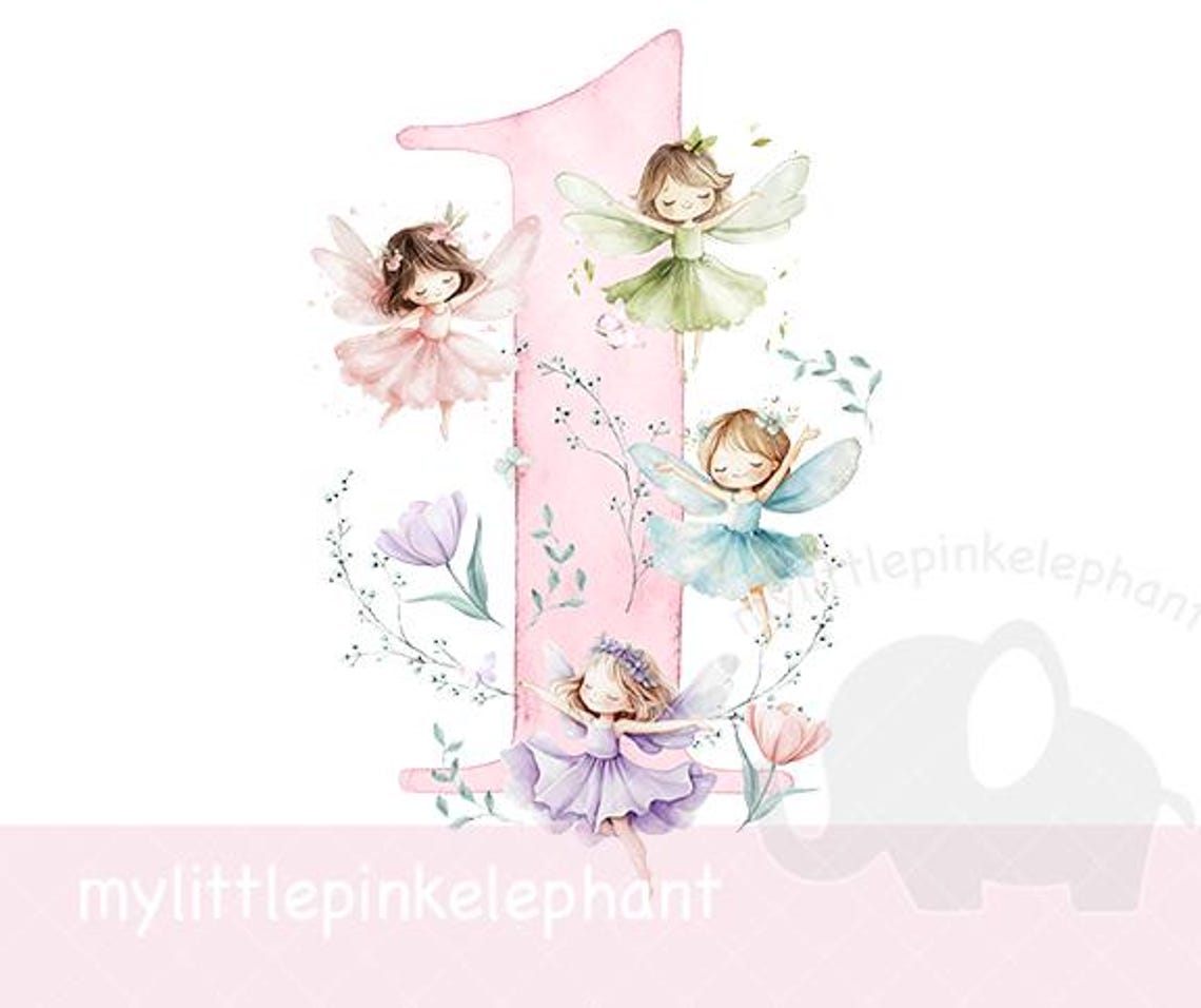 Pink Fairy First Birthday, PNG, Wildflower Fairies Sublimation Design ...