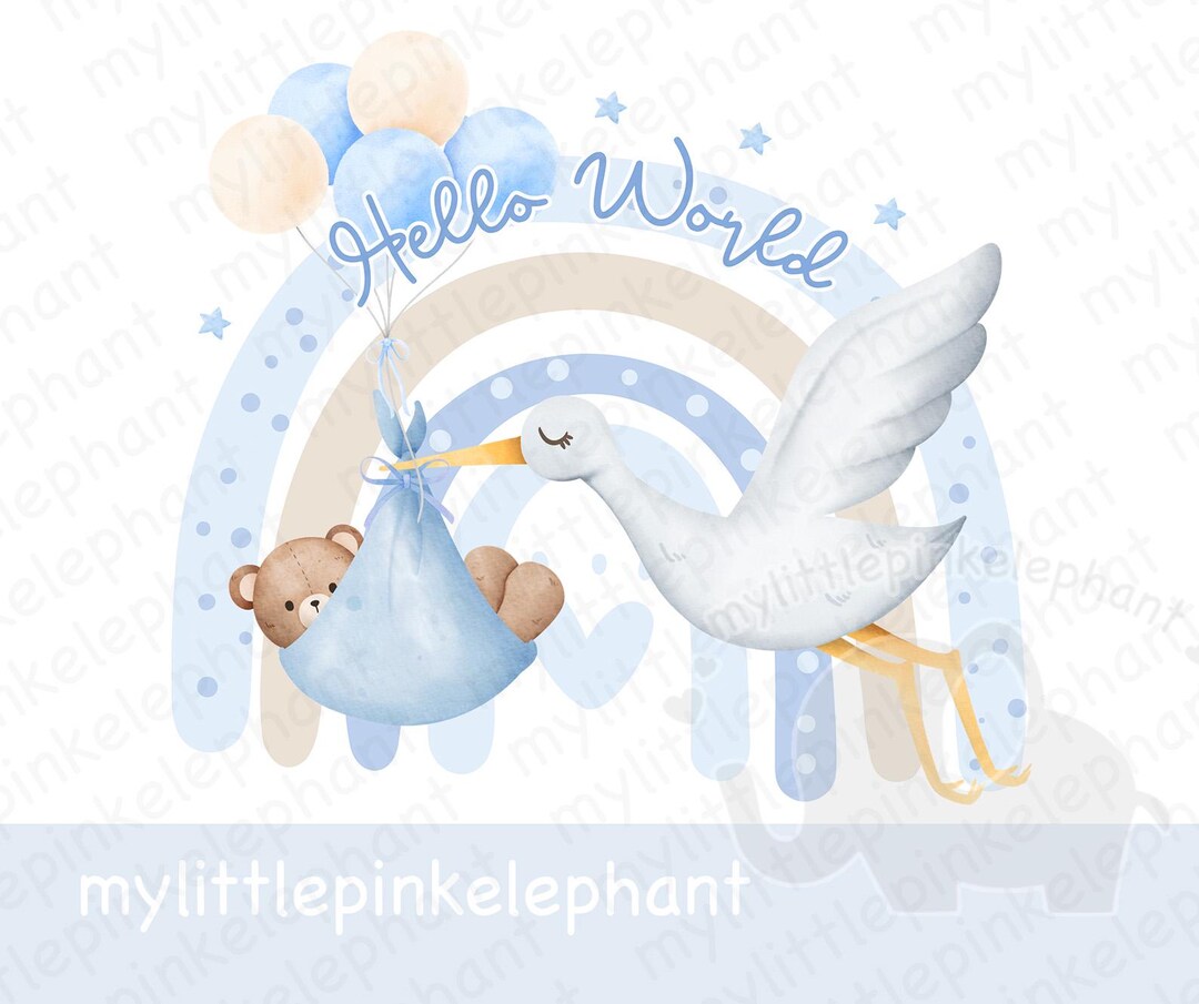 Hello World Boy Blue Rainbow PNG, New Baby Sublimation Design, Baby Boy ...