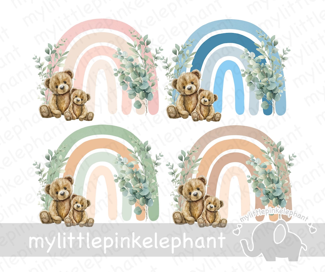 Set of 4 - Mothers Day - Rainbow Bears - PNG File - Sublimation - UV ...