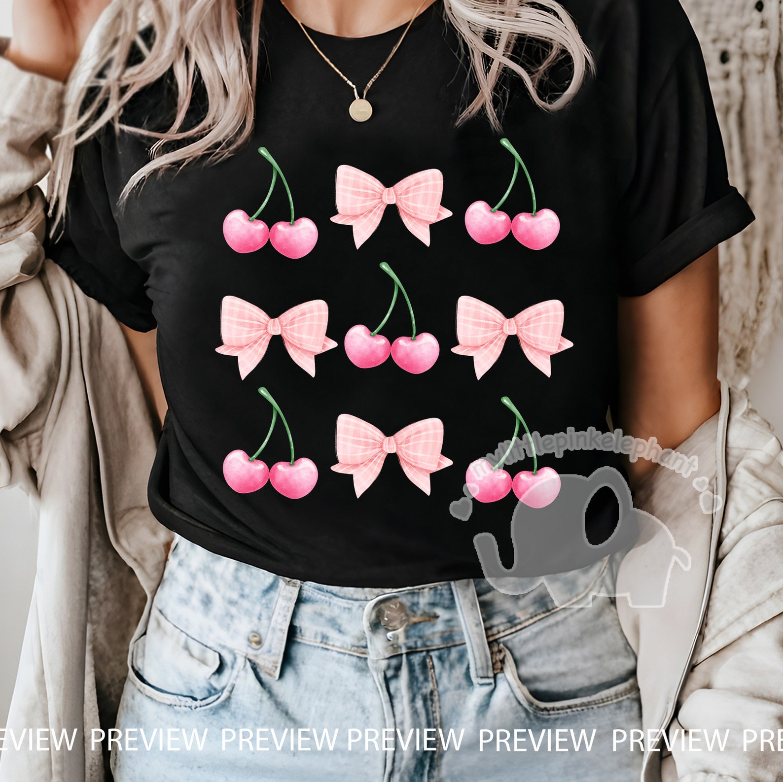 Pink Bows Cherry PNG, Coquette Cherry Png, Bow Collage PNG, Girly Girl ...