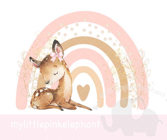 Woodland Deer Pink Rainbow PNG, Deer Sublimation, Pink Eucalyptus ...