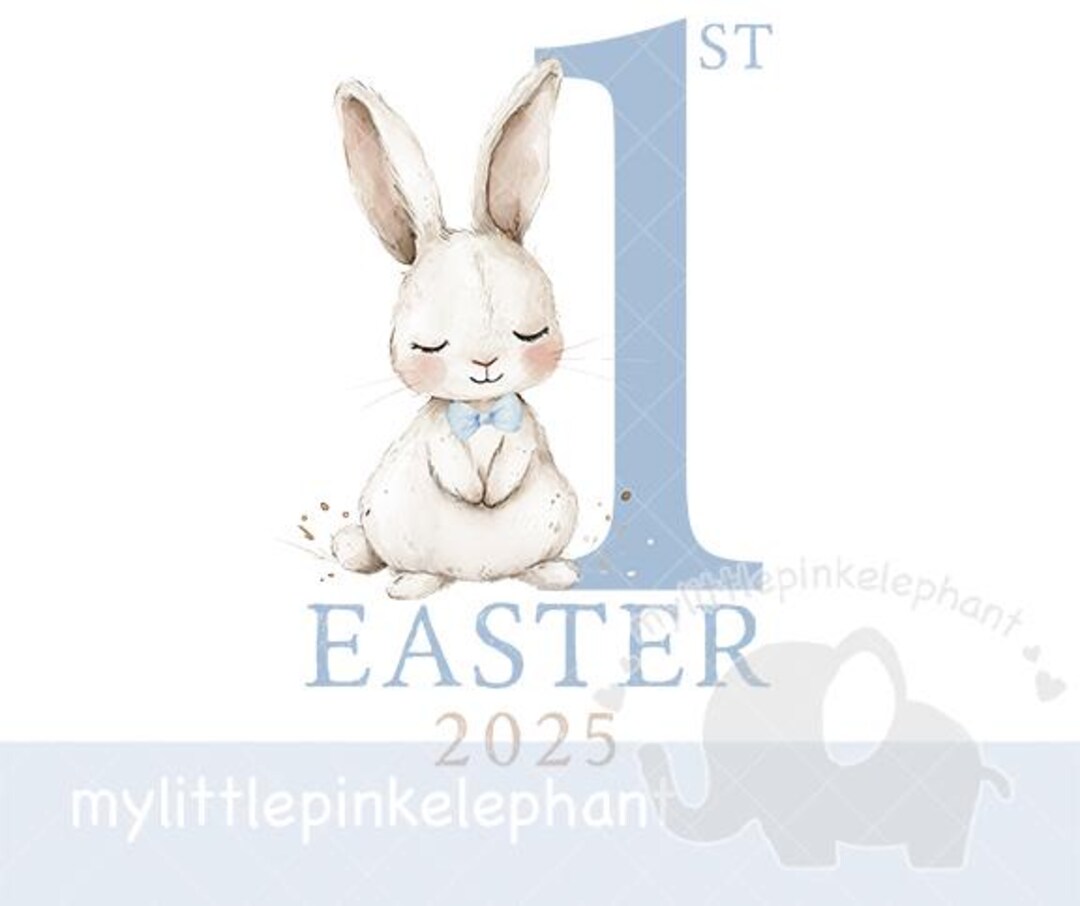 My First Easter Bunny Sublimation Design, Blue My 1st Easter, PNG ...