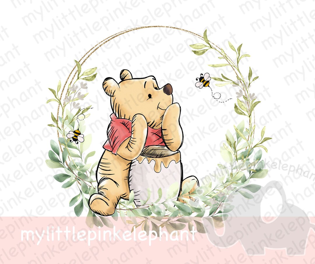 Classic Winnie the Pooh Wreath PNG, Winnie the Pooh Sublimation Design ...